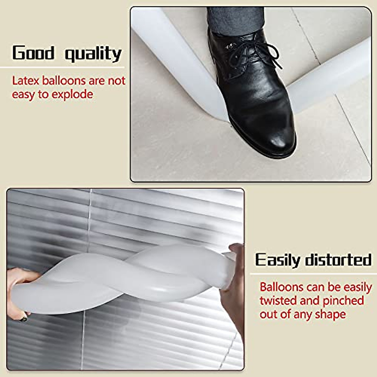 100Pcs 260 Balloons White Long Balloons for Balloon Garland Thickening Skinny Latex Twisting Balloon for Animals Modeling Christmas Birthday Wedding Party Decorations