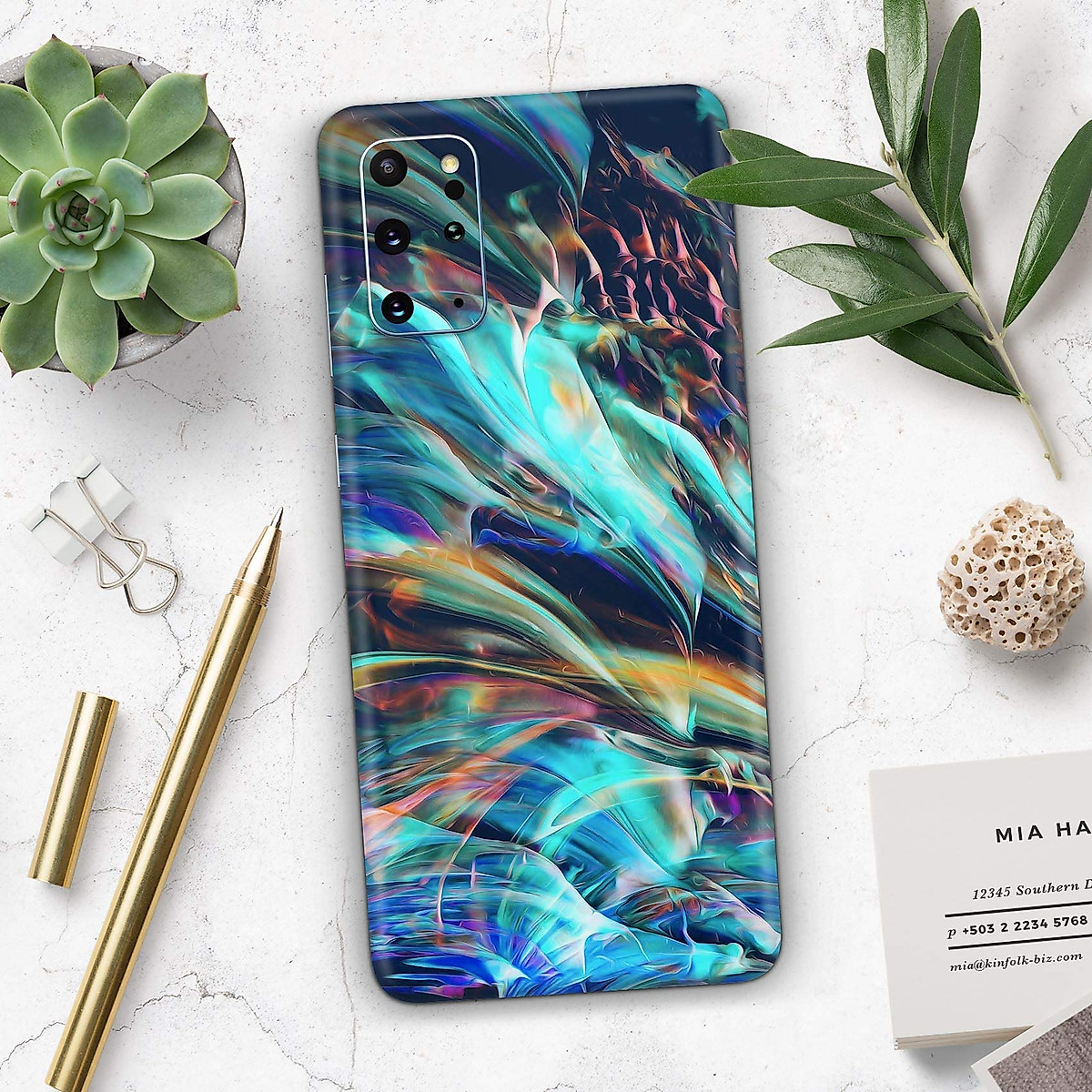 DesignSkinz Liquid Abstract Paint Remix V28 Protective Vinyl Decal Wrap Skin Cover Compatible with The Samsung Galaxy S20 (Screen Trim & Back Glass Skin)