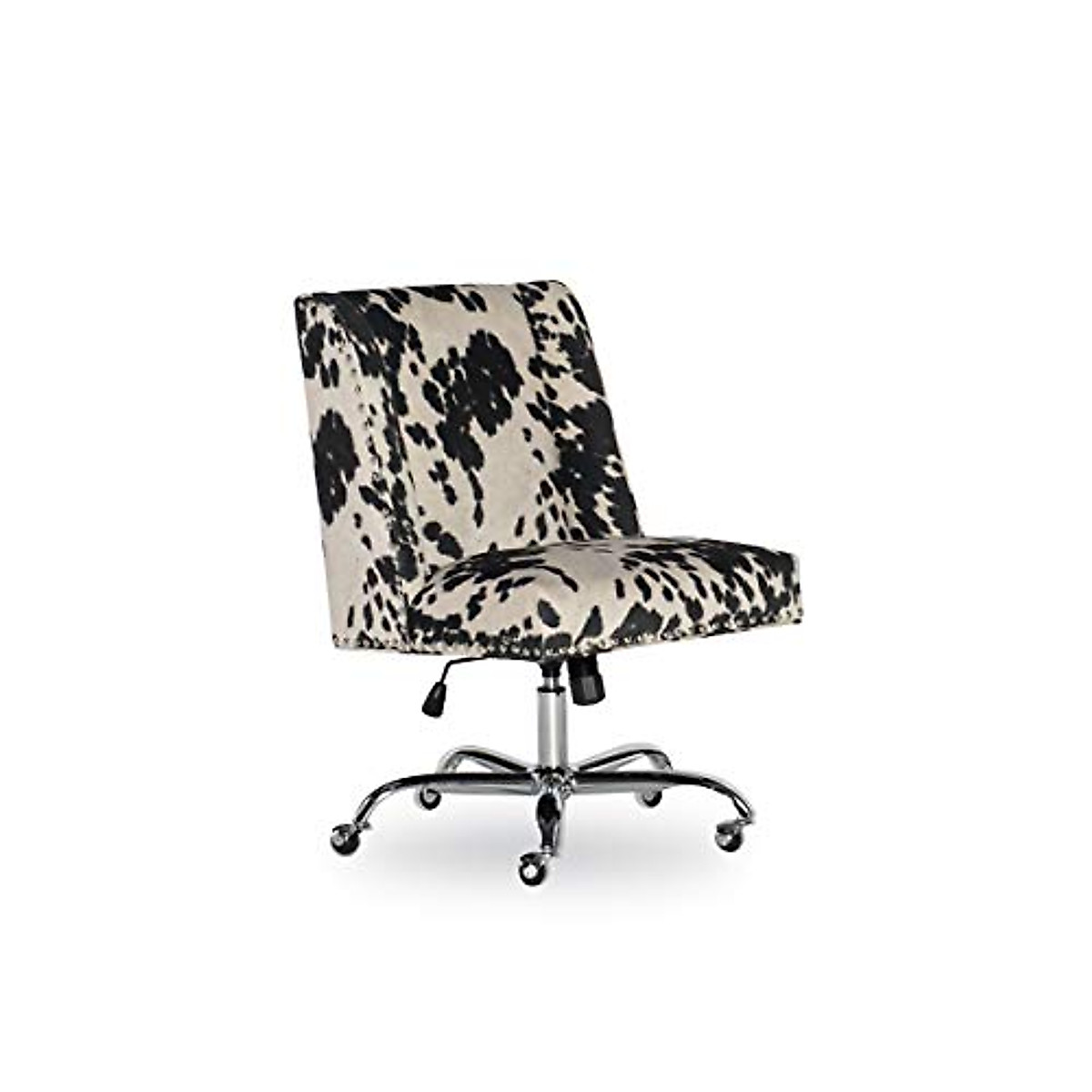 Linon Clayton Black Cow Print Office Chair, Metallic