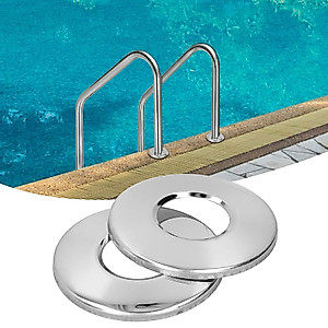 2 PCS Pool Ladder Escutcheon Plates,Pool Ladders & Pool Handrail Covers,Stainless Steel Pool Ladder Rings Fits for 1.5" Inner Diameter Tubing Pool Handrail
