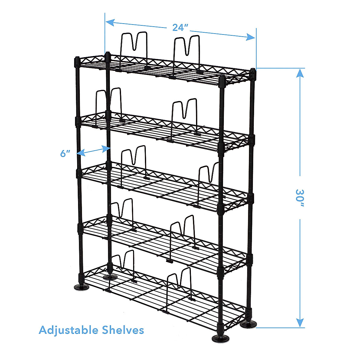 Atlantic Maxsteel 5 Tier Shelving - Heavy Gauge Steel Wire Media Shelving for 275 CDs,152 DVDs, Blu-ray or Games PN3010 in Black