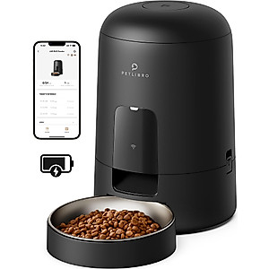 PETLIBRO Automatic Cat Feeder, Wi-Fi Rechargeable Cat Food Dispenser Battery-Operated with 30-Day Life, AIR 2.4G Wi-Fi Timed Pet Feeder for Cat & Dog, 2L Auto Cat Feeder, Black