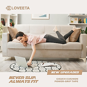 LOVEETA® 4.4'' × 20 Feet Power-Grip Couch Cushion Hook and Loop Tape, 2.0 PIB Heavy Duty Adhesive, Keep Couch Cushions from Sliding, Prevent Cushions from Sliding Outdoor, Mattresses, Carpets