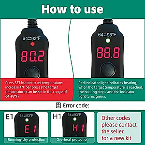 USB Adjustable 10W Mini Aquarium Heater Submersible Fish Tank Heater,Small Fish Tank Heater with LED Digital Display Thermostat, Betta Heater Turtle Heater for 1-2 Gallon Tanks