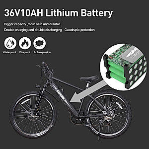 BRIGHT GG ebike 26" Electric Bike for Adults with 350W Motor and 36V 10Ah Built-in Lithium Battery,Mountain/Beach/City Electric Bicycle