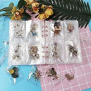 popokk Transparent Jewelry Storage Book,Portable Travel Jewelry Earring Organizer Storage Book Bag,Updated 160 Grids Jewelry Storage Album with 50 Zipper Bag,for Necklace,Bracelets,Rings and Earrings