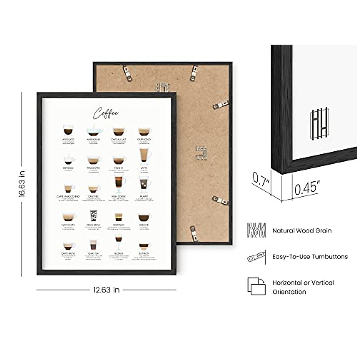Coffee Art Print and Cafe Decor - By Haus and Hues | Coffee Bar Decor College Dorm Poster, Dorm Wall Decor for Girls, Kitchen and Apartment Wall Art (Black Framed, 12x16)