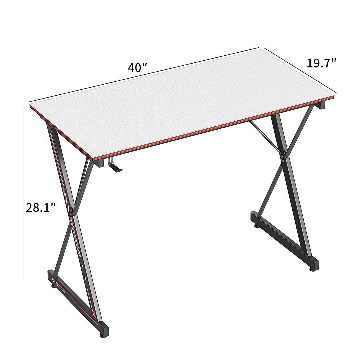 CubiCubi Gaming Desk 40 Inch PC Computer Desk, Home Office Desk Table Gamer Workstation, Simple Game Table, White