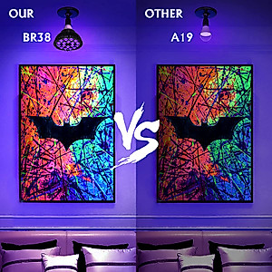KINGBO Black Light Bulb, 36W LED Blacklight Bulbs E26 PAR38 Glow in The Dark, 395nm LEDs for Blacklight Party, Fluorescent Art, DJ Dance Party, Holiday Decorations, Acrylic Pouring Light