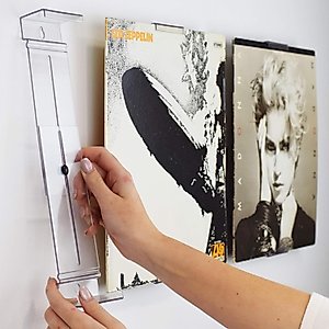 CollectorMount Album Mount 2 Pack Wall Mount Album Frame Brackets or Shelf Stand, Adjustable, Clear to display Vinyl Records