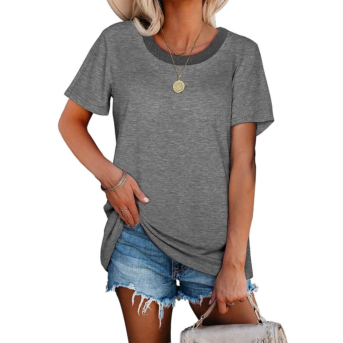 Soft Tshirts for Women Casual Tees Tops Short Sleeve Summer Shirts Loose Fit Tees XL