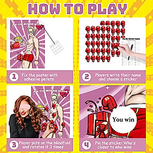 Bachelorette Party Games Pin the Sticker on The Hunk Games with 50 Boxing Glove Stickers for Bridal Shower Games Engagement Bachelorette Wedding Shower Funny Girls Night Games