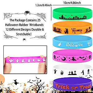 JUNEBRUSHS 50 Pack Halloween Party Favors Halloween Slap Bracelets Rubber Wristbands Assorted for Kids Halloween Slap Bands for Boys Girls Halloween Classroom Prizes Gifts Toys Treat Bag Fillers