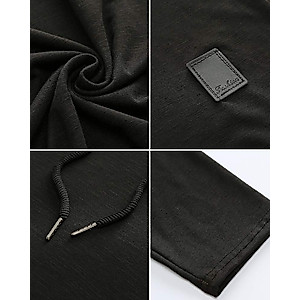 Lexiart Mens Fashion Athletic Hoodies Sport Sweatshirt Solid Color Fleece Pullover Black 2XL