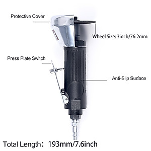 3-Inch Air Cut Off Tool, 3" High-Speed Air Cutter, Pneumatic Metal Cutter 20000 RPM, 6Pcs Cut-off Wheel Grinder Sheets Included