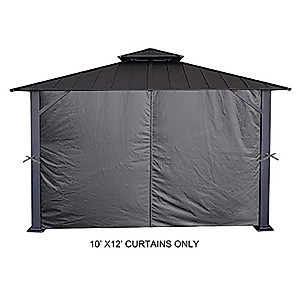 APEX GARDEN Four-Side Privacy Curtain Set for 10-Ft x 12-Ft Gazebo (Grey)