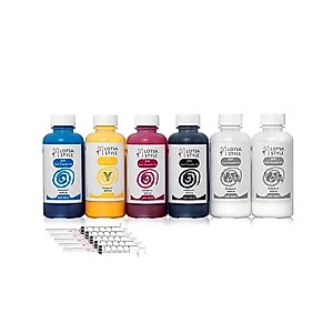LOTSA. STYLE Premium DTF Ink Refill for Inkjet Printers Heat Transfer Film Printing (120ml x 6, CMYK Wh)