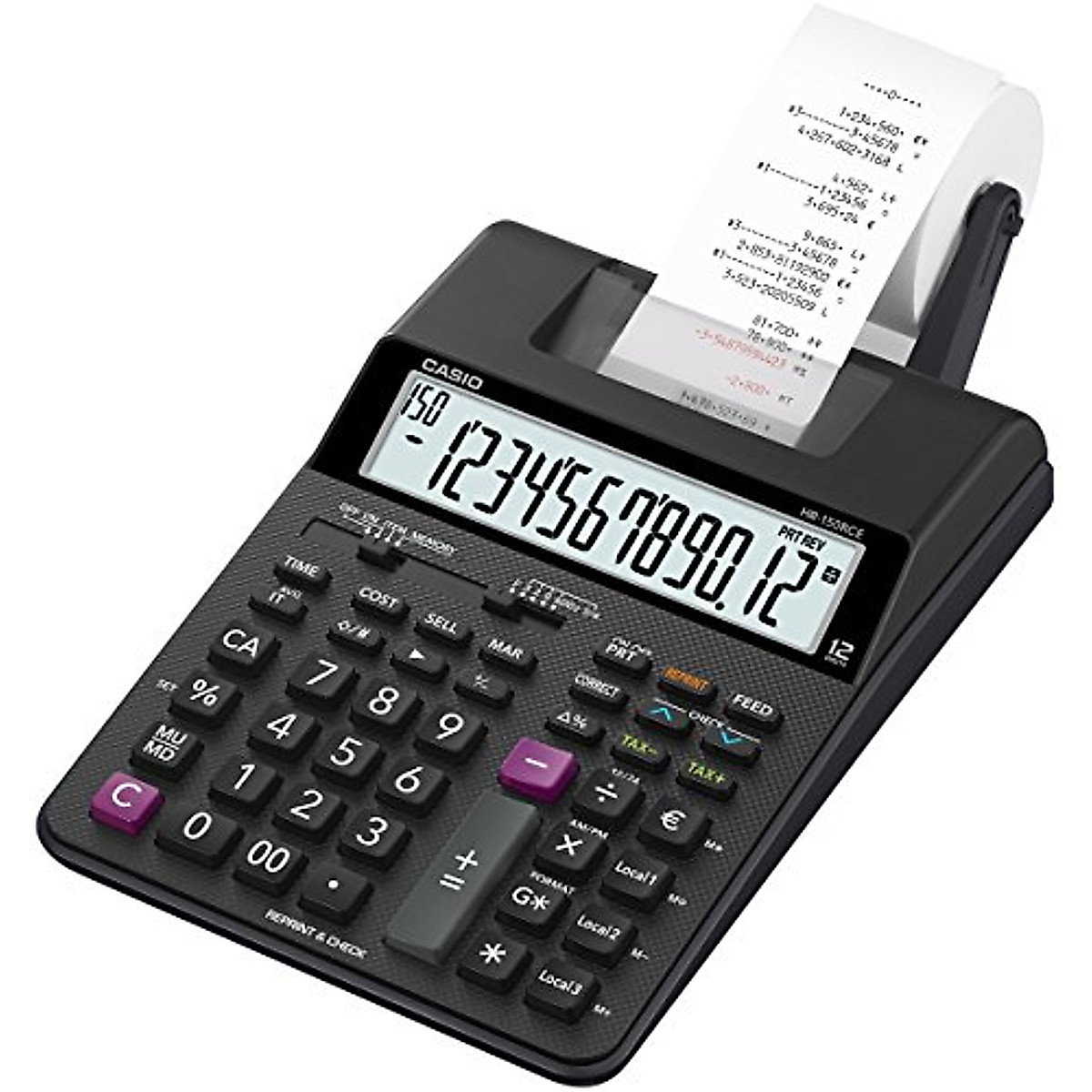 Casio HR-150RCE-WA-EC Printing Desktop Calculator, Black