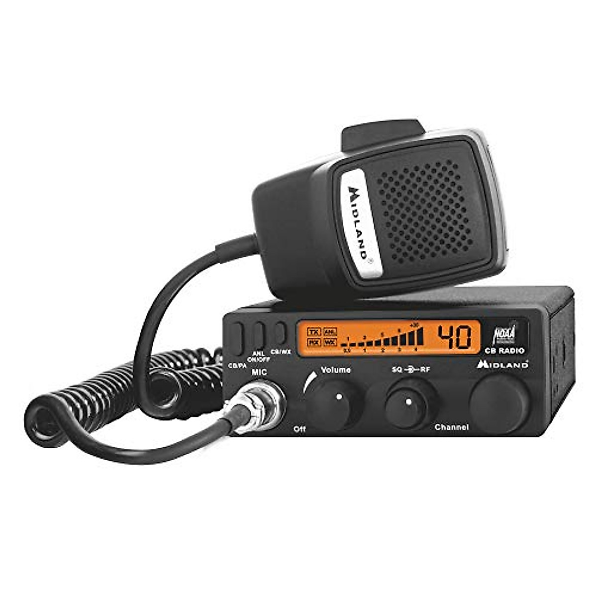 Midland – 100LWX 40 Channel CB Radio with NOAA Weather Scan Alert - Digital Tuning and LCD Display