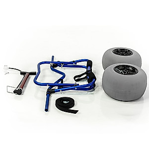 KAYAK CARRIER CART with Large Balloon Tires Heavy Duty Blue + Pump &amp; Strap