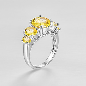 Narica Silver Plated 5-Stones Oval Cut Brilliant Created Morganite CZ Cubic Zirconia Filled Eternity Halo Cocktail Party Wedding Engagement Proposal Band Women's Ring for Mom Bridal Lover Gift 12#