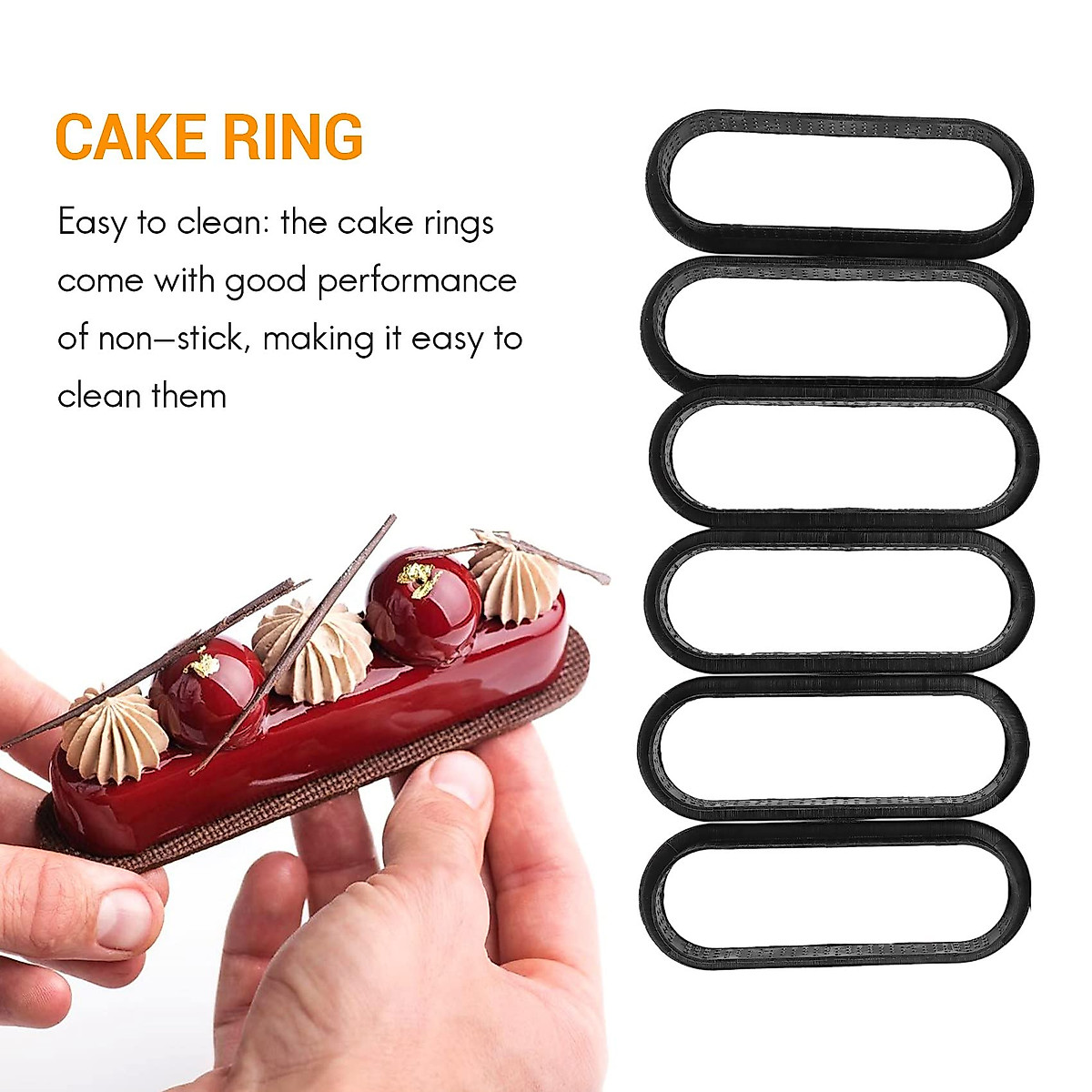 YUPVM 12 Pieces Oval Tart Rings Heat-Resistant Perforated Cake Mousse Non Stick Bakeware Tart Cake Cake Rings