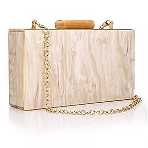 Women Acrylic Evening Clutch Bag Marble Purse Handbag for Wedding Party Cocktail Box Clutch Crossbody (Apricot)