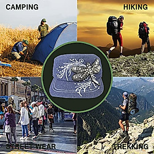 SILVERFEVER Women's Military Cadet Army Cap Hat Vintage Distressed or Rhinestone Crystals on Brim (Denim Blue -Crystal Dragonfly)