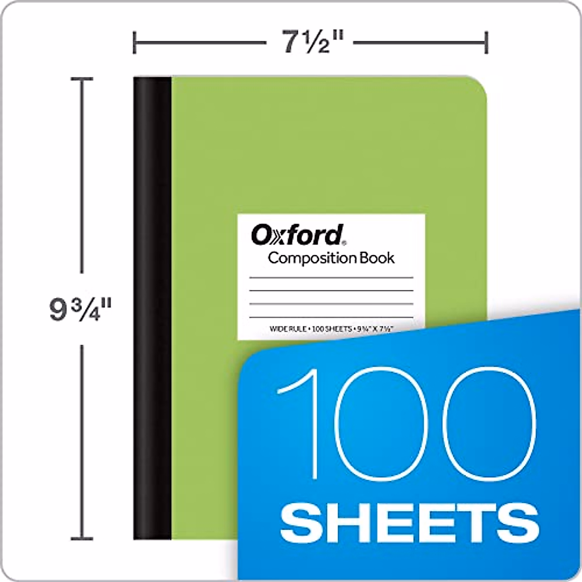 Oxford Composition Notebooks, 6 Pack, Wide Ruled Paper, 9-3/4 x 7-1/2 Inches, 100 Sheets, Assorted Pastel Covers (63759)