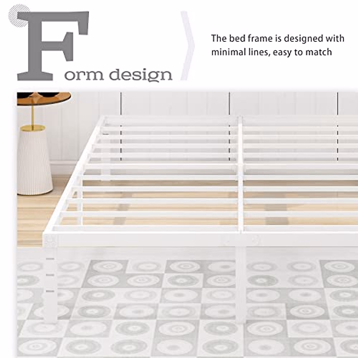 alazyhome Full Size Bed Frame 14 Inch Metal Platform Bed Frame Heavy Duty Steel Slats Support No Box Spring Needed Noise-Free Easy Assembly White