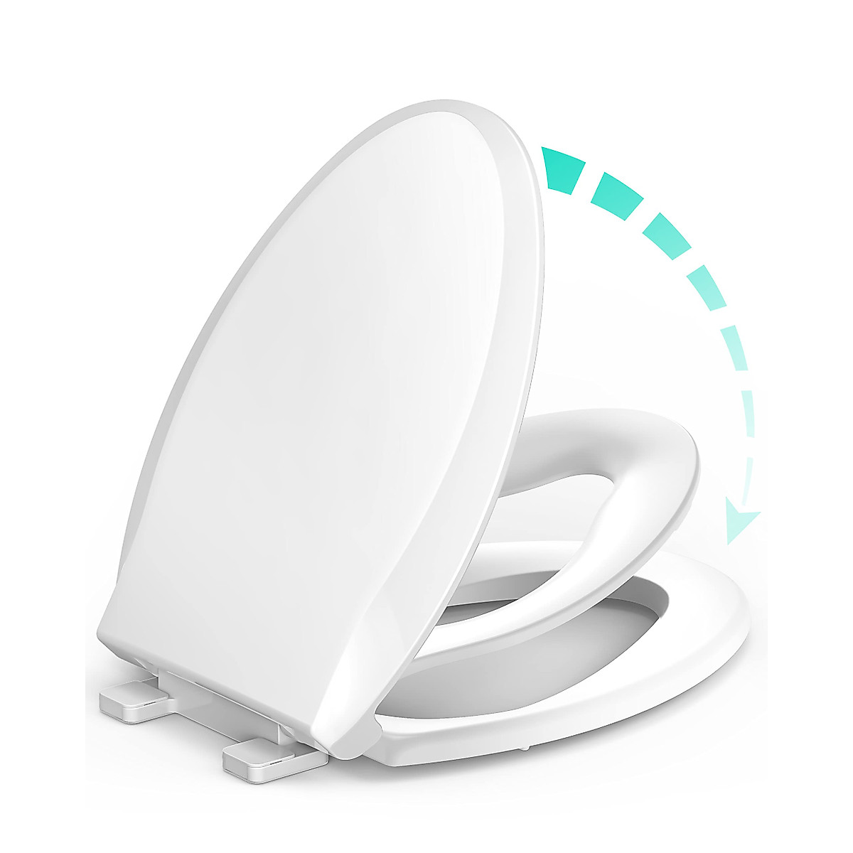 Elongated Toilet Seat with Built-in Potty Training Seat for Toddlers& Adults, Slow Close, Never Loosen, Heavy Duty, Ergonomic, Space Saving Toddler Toilet Seat(Elongated 18.5", Oval)