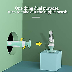 UUKING Baby Bottle Brush Small Bottle Silica Gel Scrubber Cleaner Brushes Set Sponge Washer Milk Water Cleaning Kit Cup, (Green)