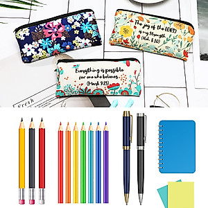 4 Pieces Inspirational Bible Verse Pencil Pouch Christian Pencil Case Scripture Makeup Bags Canvas Cosmetic Bags for Students Office Journaling Supplies (Bible Verse Pattern,7.8 x 3.8 Inch)
