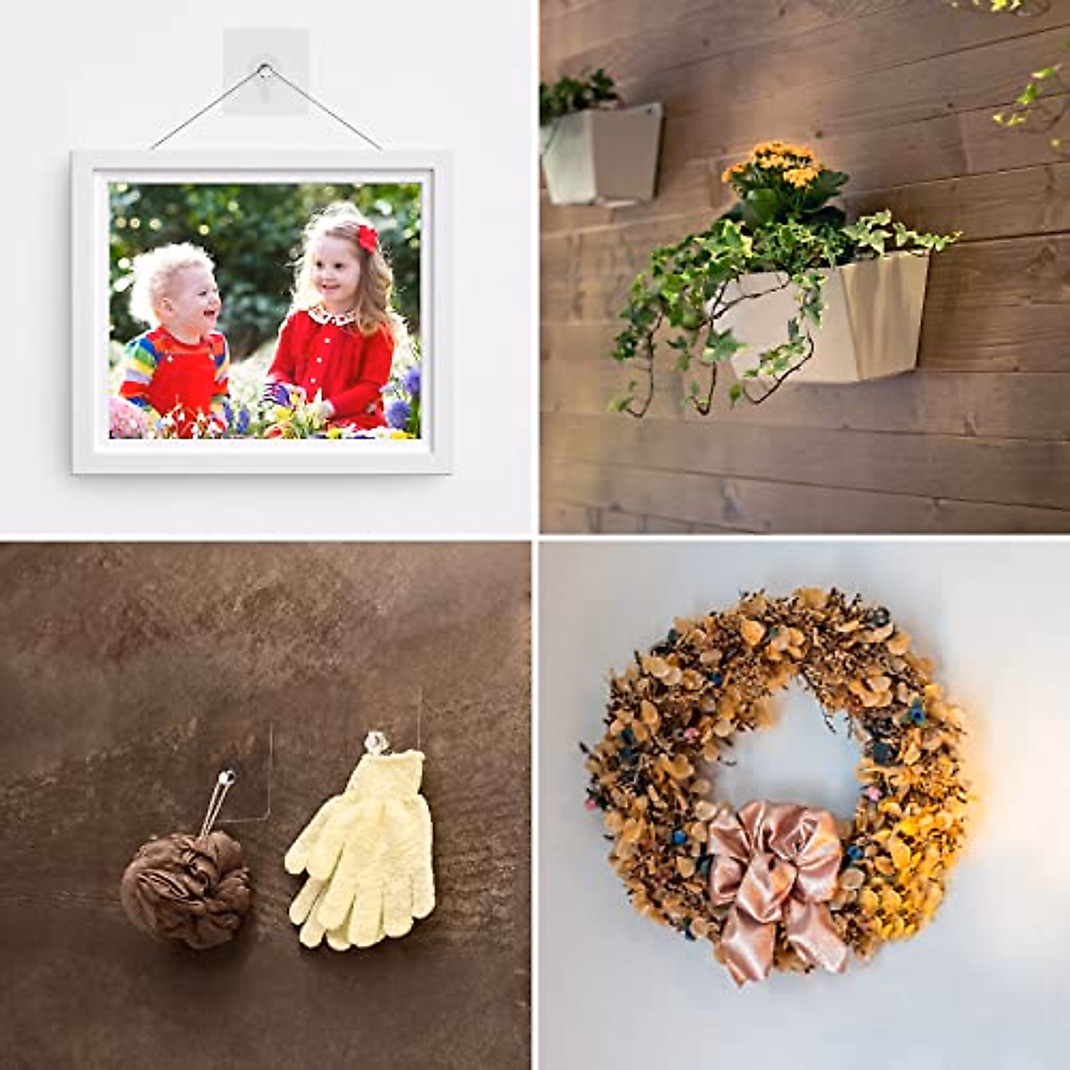 OOTSR 12-Set Adhesive Screws Stickers for Picture Frame, Wall Mount Hanging Nails Straight Hooks for Kitchen Shower Room Tile Wall, No-Trace Transparent Sticker, Detachable and Removable