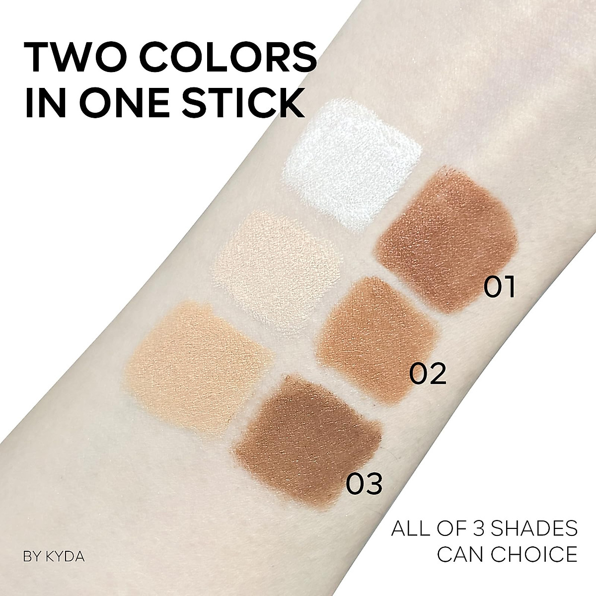 KYDA 6 Colors Highlight Concealer Contour Stick, 2 in 1 Body Makeup Shding Stick, Face Highlighters Sticks, Contouring Highlighting Foundation Shadow Cream Pen, 3 Pcs-Set A