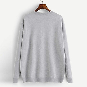 Women's Sweatshirt Thenlian Christmas Tree Print Women Long Sleeve O-Neck Pullover Sweatshirt Jumper(XXL, Gray)