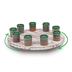 Mind Reader Torched Wood Spinning Lazy Susan, Rustic Farmhouse Rotating Organizer, 13" x 2", Brown