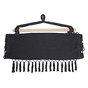 Gappys Tassel Hammock Hanging Chair - Cotton Rope Swing Seat - Max 250 Lbs - 2 Cushions Included - for Indoor Outdoor Bedroom Garden Yard Patio Porch (Black), 47 x 31 inch (macrame hammock chair)