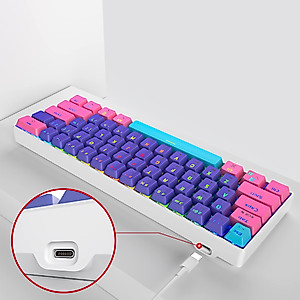 Mosptnspg Protable 60% Percent Gaming Keyboard Mechanical, Mini Compact RGB Backlit 61 Keys Wired Office Keyboard with red Switch for Mac/Win (Purple/red Switch)