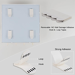 Updated Bedside Shelf Wall Mount Phone Holder Organizer Stick On Adhesive Damage Free Hanging Strips 4 Hooks Teenager Dorm Room Essentials Decoration Gasses Remotes Keys Snacks (Black)