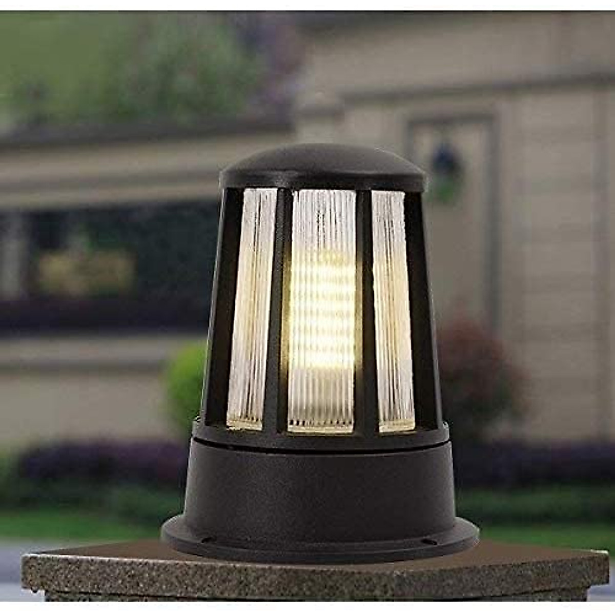 ZMY External Anti-Rust Pillar Lighting Aluminum Glass Outdoor Post Light Waterproof Courtyard Landscape Column Lamp Garden Villa Home Courtyard Decorative Street Fixture