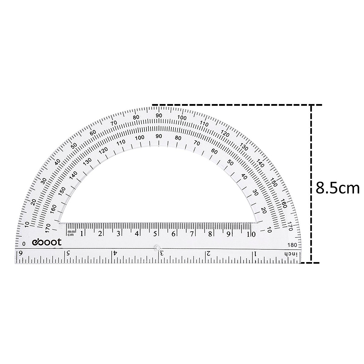Plastic Protractor Math Protractors 180 Degrees, 6 Inch, Clear, Pack of 2