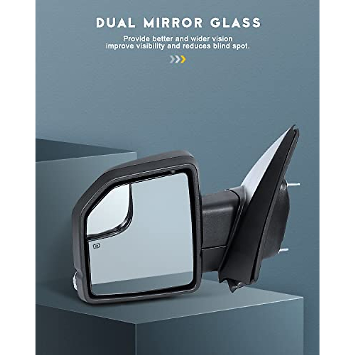 OCPTY Tow Mirrors Power Heated Left Driver Right Passenger Side Towing Mirrors Fit for 2015-2019 for F150 Pickup Truck with Turn Signal Light with Black Housing Manual Folding