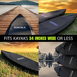 Best Marine and Outdoors Kayak Cover, Extra Thick 600D Covers for Outdoor Storage, SUP Paddle Boards & Kayak Storage Accessories, Fits Kayaks 7ft-14'6" ft
