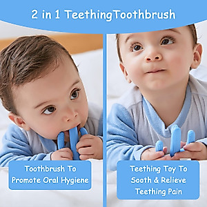 XGYLVFEI Baby Teething Toys Toothbrush | Self-Soothing Pain Relief Soft Silicone Teether Training Toothbrush for Babies, Toddlers, Infants, Boy and Girl | Natural Organic BPA Free | 6+ Months