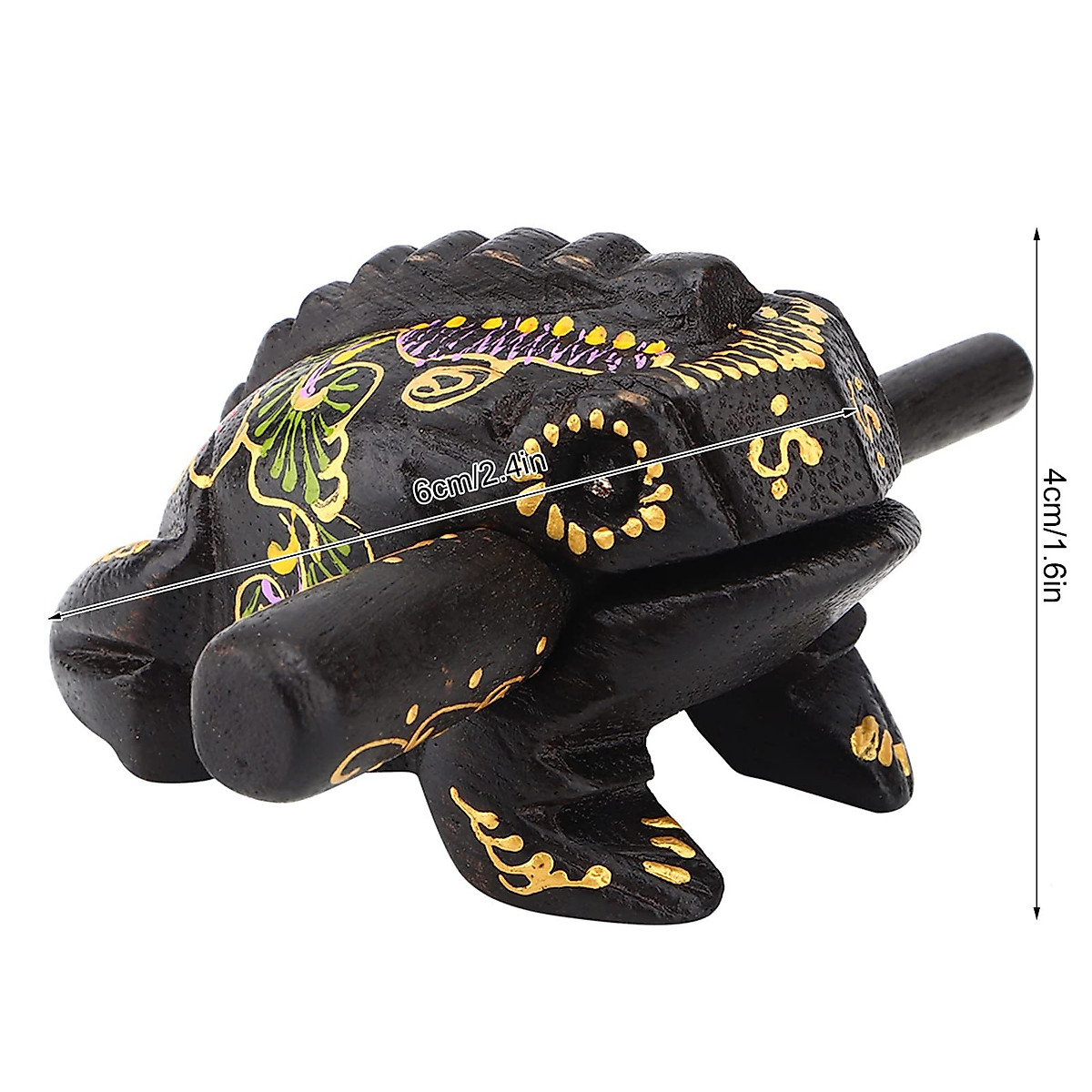 Animal Carved Croaking Craft Wooden Frog Percussion Musical Instrument, Wooden Percussion Desk Accessories of Frog Noise Maker for Cool Music Gifts Elderly and Kids, Black