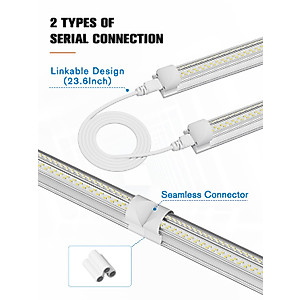 ELEKICO 8FT LED Shop Light, Super Bright 100W Shop Lights, 15000LM 5000K 8 Foot Led Lights, Linkable 96" LED Shop Lights Lighting for Garage with Plug, V Shape T8 8' Led Light Fixtures 10 Pack