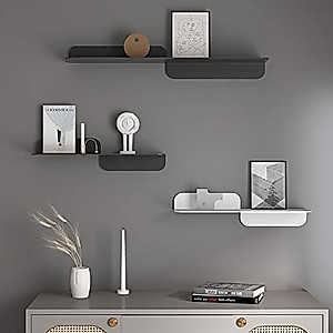 Nordic Style Wrought Iron Shelf on The Wall, Wall-Mounted Bookshelf, One-Word Storage Partition, Suitable for Living Room, Bedroom, Bathroom, Kitchen, Black