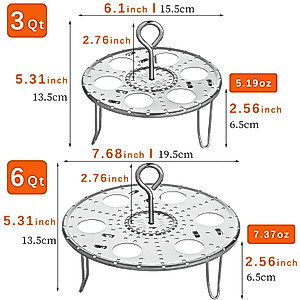 Egg Steam Rack Multipurpose Trivet for Instant Pot Accessories Fit 6,8 Qt Pressure Cooker, Stainless Steel Egg Cooker for Hard Boiled Eggs, Cook 14 Eggs, 2 Pack Stackable Steamer For Cooking Rack