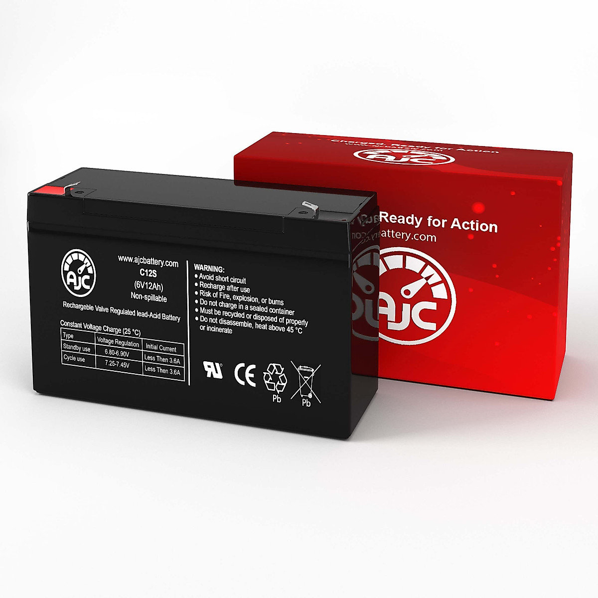 AJC Battery Compatible with CSB GP6120 GP 6120 6V 12Ah UPS Battery
